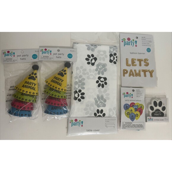 Party Supplies | Dog Cat Pawty Party Supplies Pet Birthday Decorations ...